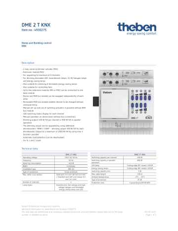 Theben DME 2 T KNX Data Sheet | Manualzz