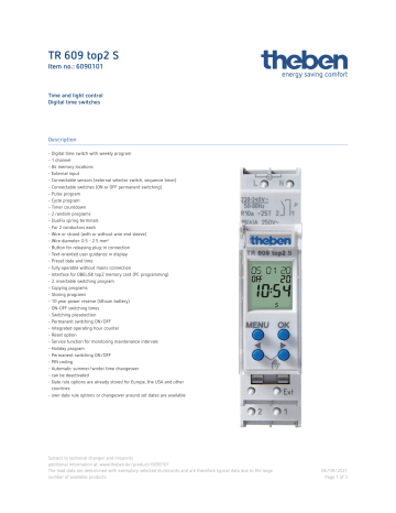 Theben TR 609 top2 S Data Sheet | Manualzz