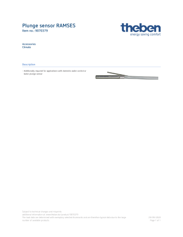 Theben Plunge sensor RAMSES Data Sheet | Manualzz