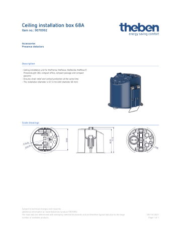 Theben Ceiling installation box 68A Data Sheet | Manualzz