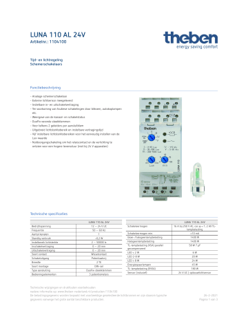 THEBEN LUNA 110 AL 24V Data papier | Manualzz