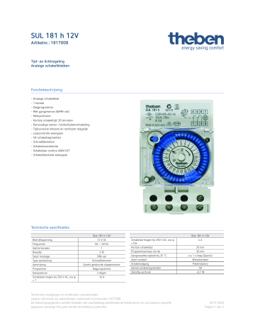 THEBEN SUL 181 h 12V Data papier | Manualzz