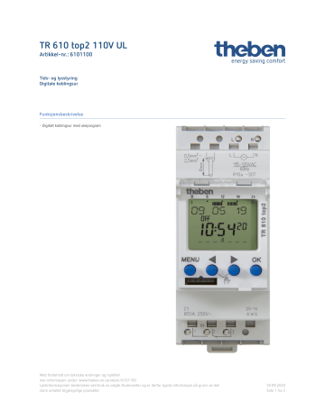 THEBEN TR 610 top2 110V UL Blad | Manualzz