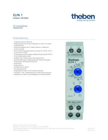 THEBEN ELPA 1 Datablad | Manualzz