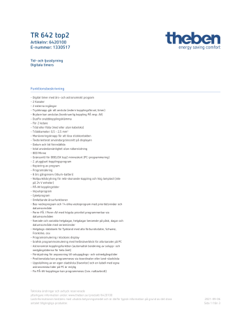 THEBEN TR 642 TOP2 Datablad | Manualzz