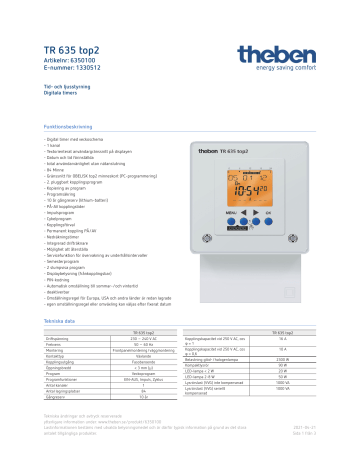 THEBEN TR 635 top2 Datablad | Manualzz
