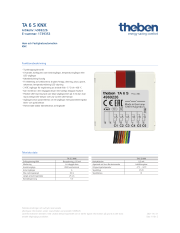 THEBEN TA 6 S KNX Datablad | Manualzz