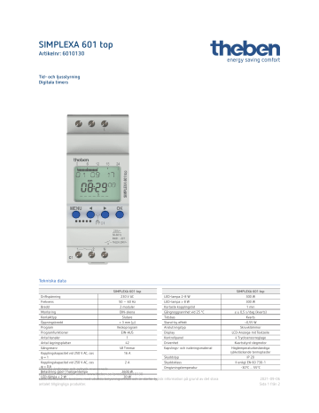 THEBEN SIMPLEXA 601 top Datablad | Manualzz