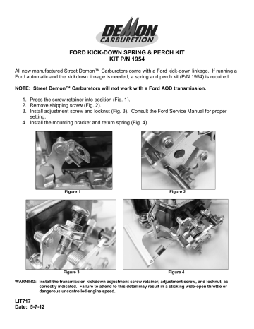 Demon 1954 Kickdown Spring & Perch Kit Instructions | Manualzz