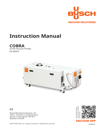 Busch COBRA DS 0600 E Vacuum pump Instruction Manual | Manualzz
