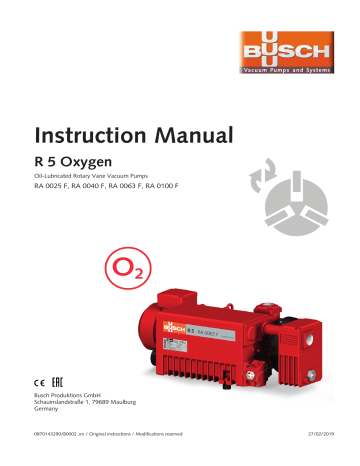Busch R5 RA 0063/0100 F Vacuum pump Instruction Manual | Manualzz