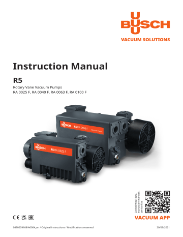 Busch R5 RA 0063/0100 F Vacuum pump Instruction Manual | Manualzz