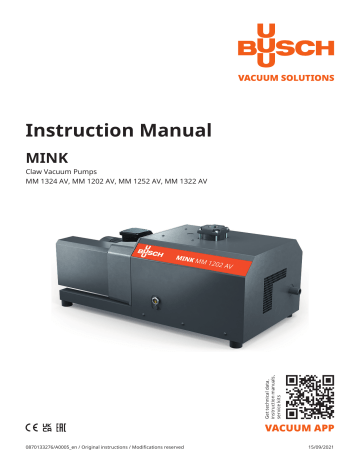Busch MINK MM 1324–1322 AV Vacuum pump Instruction Manual | Manualzz