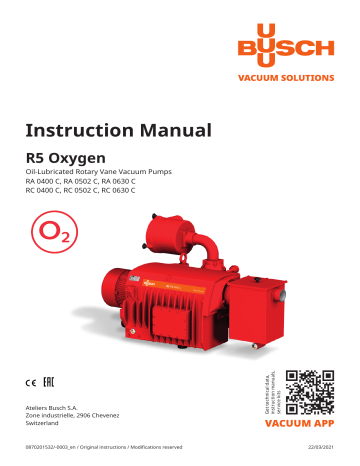 Busch R5 RA 0400–0630 C Vacuum pump Instruction Manual | Manualzz