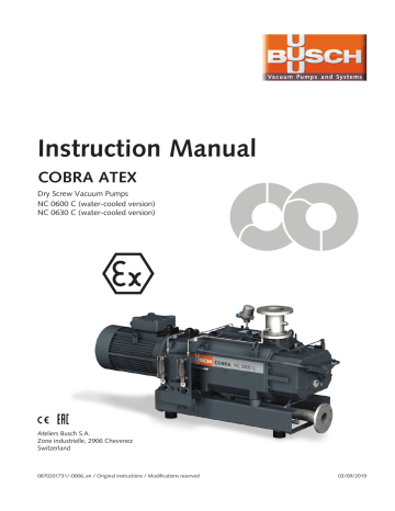 Busch COBRA NC 0600 C Vacuum pump Instruction Manual | Manualzz