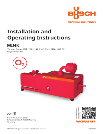 Busch MINK MM 1104–1142 BV Vacuum pump Instruction Manual | Manualzz