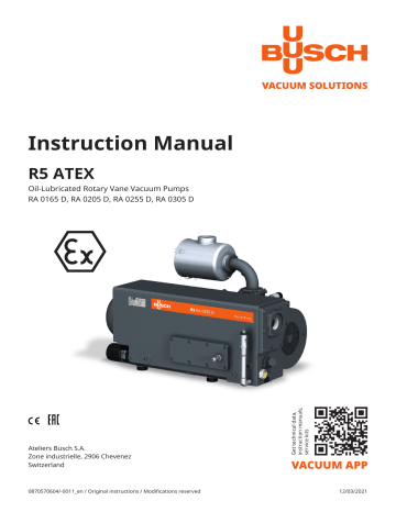 Busch R5 RA 0165–0305 D Vacuum pump Instruction Manual | Manualzz