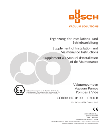 Busch COBRA NC 0100–0300 B Vacuum pump Instruction Manual | Manualzz