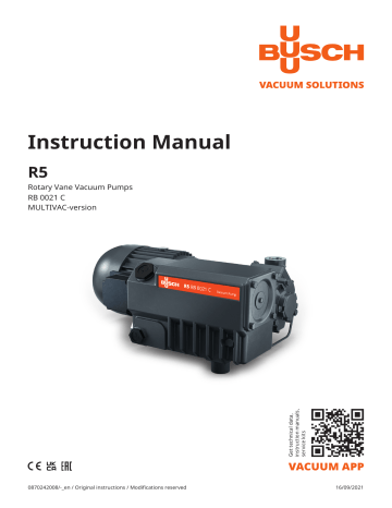 Busch R5 RB/RC 0021 C Vacuum pump Instruction Manual | Manualzz