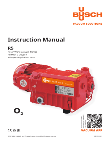 Busch R5 RB/RC 0021 C Vacuum pump Instruction Manual | Manualzz
