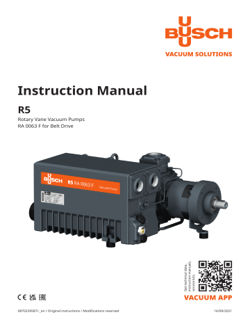 Busch R5 RA 0063/0100 F Vacuum pump Instruction Manual | Manualzz