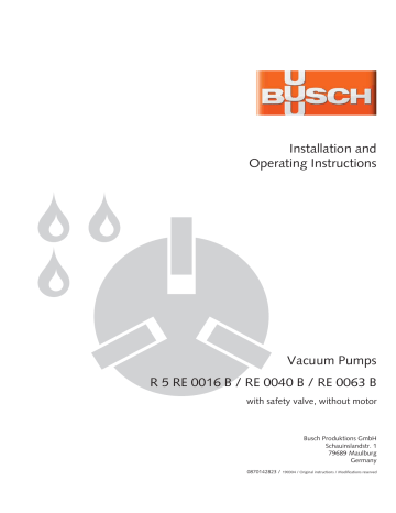 Busch R5 RE 0040/0063 B Vacuum pump Instruction Manual | Manualzz