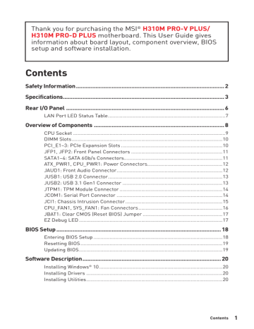 JCI1: Chassis Intrusion Connector. MSI MS-7C10 | Manualzz