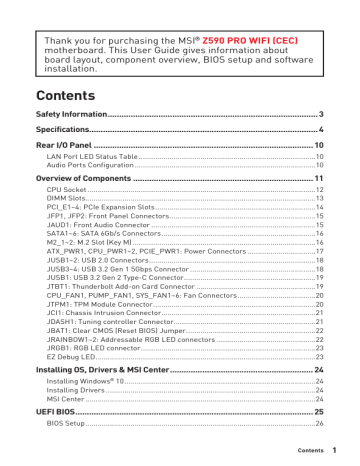 MSI MS-7D09 Z590 PRO WIFI (CEC) Manuel du propriétaire | Manualzz