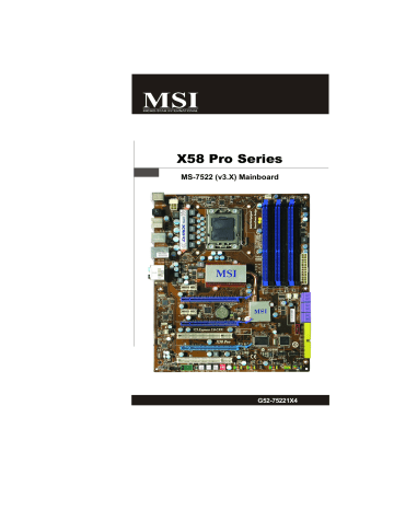 MSI MS-7522v3.1 X58 Pro Owner's Manual | Manualzz