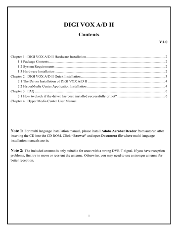 MSI DIGIVOX A/D II Quick Guide | Manualzz