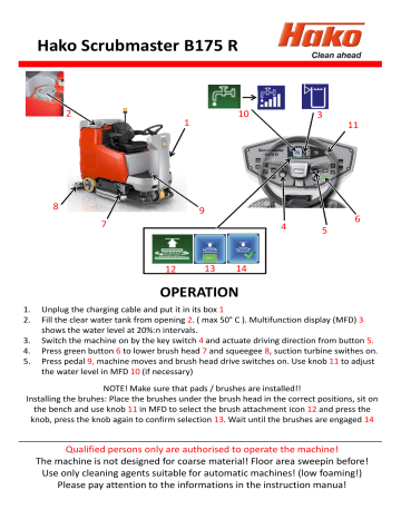 HAKO Scrubmaster B175 R Quick Start Manual | Manualzz
