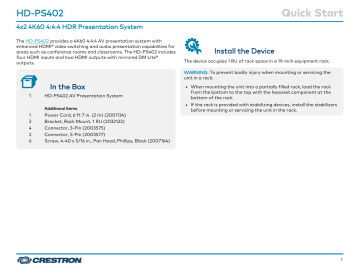 Crestron HD-PS402 Quick Start | Manualzz
