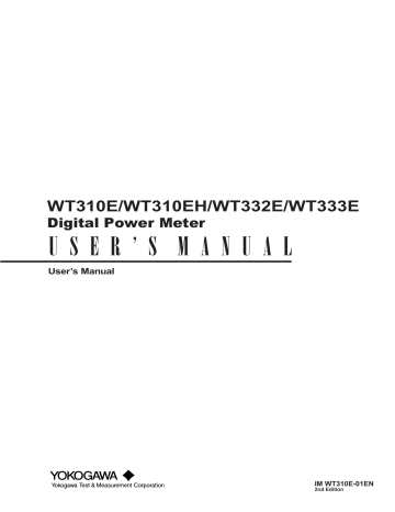 YOKOGAWA WT310EH, WT333E User Manual | Manualzz