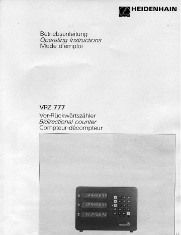 HEIDENHAIN VRZ 777 Betriebsanleitung | Manualzz