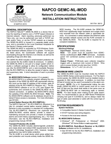 NAPCO GEMC-NL-MOD Installation Instructions Manual | Manualzz