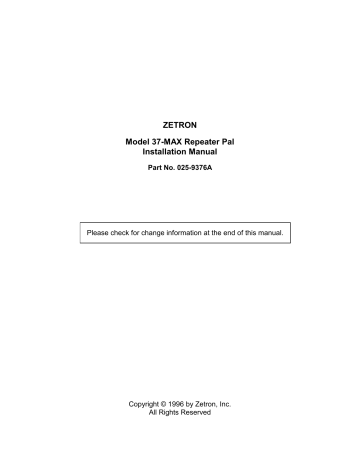 ZETRON 37-MAX Installation Manual | Manualzz
