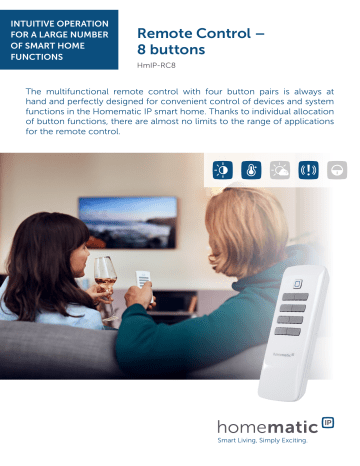 Homematic IP HmIP-RC8 Remote Control Data Sheet | Manualzz