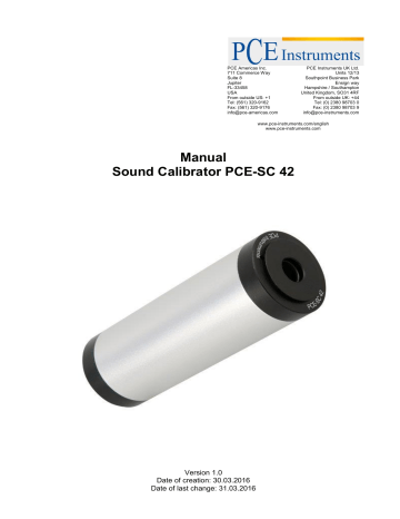 PCE PCE-322-SC42 Sound Level Meter Owner's Manual | Manualzz