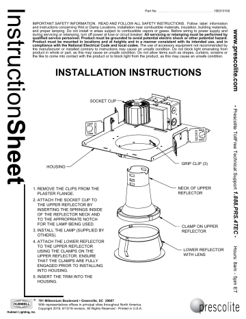Prescolite CFQ Lensed Installation Manual | Manualzz