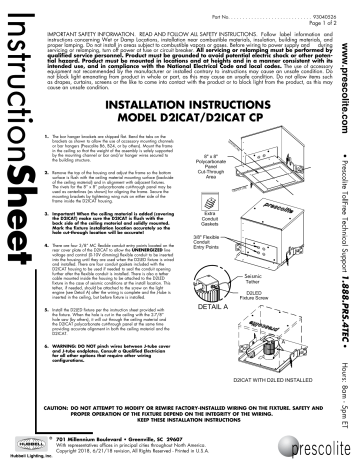 Prescolite D2ICAT IC Box Installation Manual | Manualzz