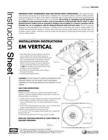 Prescolite EM Vertical Installation Manual | Manualzz
