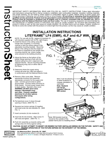 Prescolite LF4 AND 4LF Installation Manual | Manualzz
