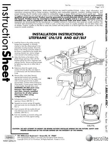 Prescolite LF6 & LF8 Installation Manual | Manualzz