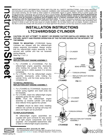Prescolite LTC-3/4/6 LITEISTRY Cylinder Installation Manual | Manualzz