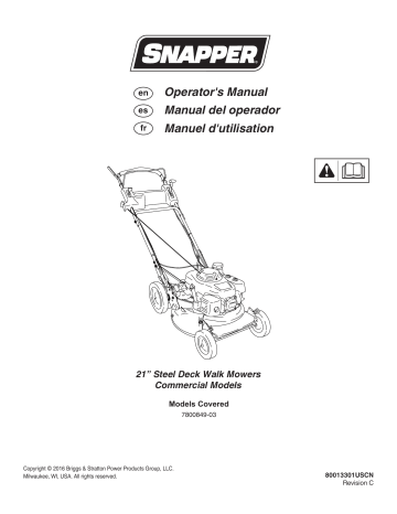 Snapper 7800849 Commercial Walk Mowers Operator's Manual | Manualzz