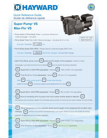Hayward Super Pump VS Quick Reference Manual | Manualzz