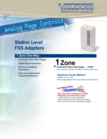 Valcom V-9940 Datasheet | Manualzz