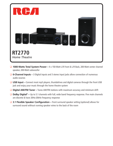 RCA RT2770 Specification Sheet | Manualzz