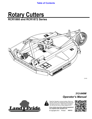 Land Pride RCR1860 Series Operator's Manual | Manualzz