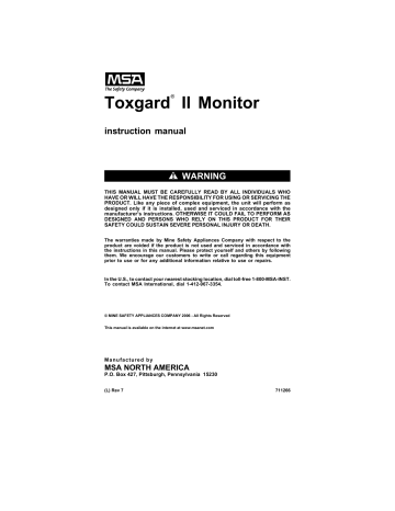 MSA Toxgard II Instruction Manual | Manualzz